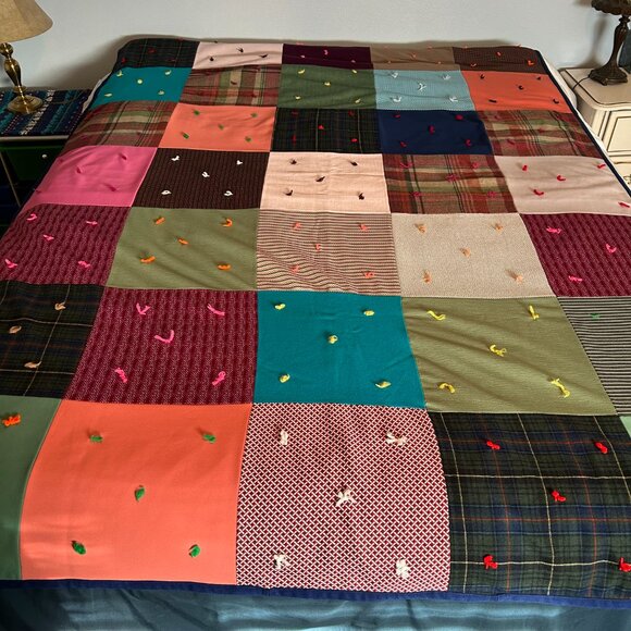 Handmade | Bedding | Vintage Quilt Patchwork Handmade Blanket 78 X 6 Polyester And Wool | Poshmark
